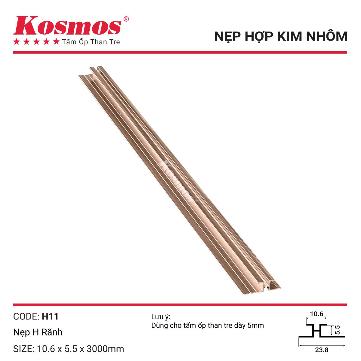 NẸP H11 RÃNH -BLACK